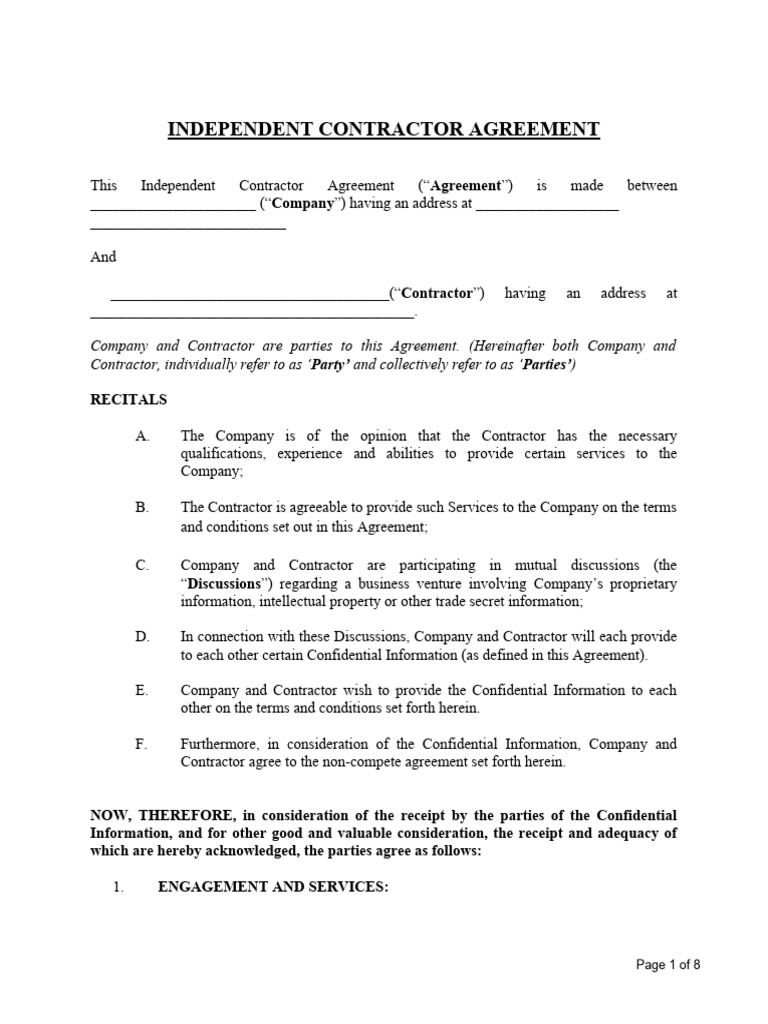 Independent Contractor Agreement Template | PDF | Employment | Breach ...