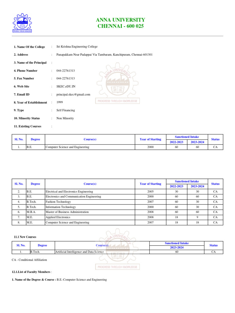 Sri Krishna Engineering College | PDF | Thesis | Engineering