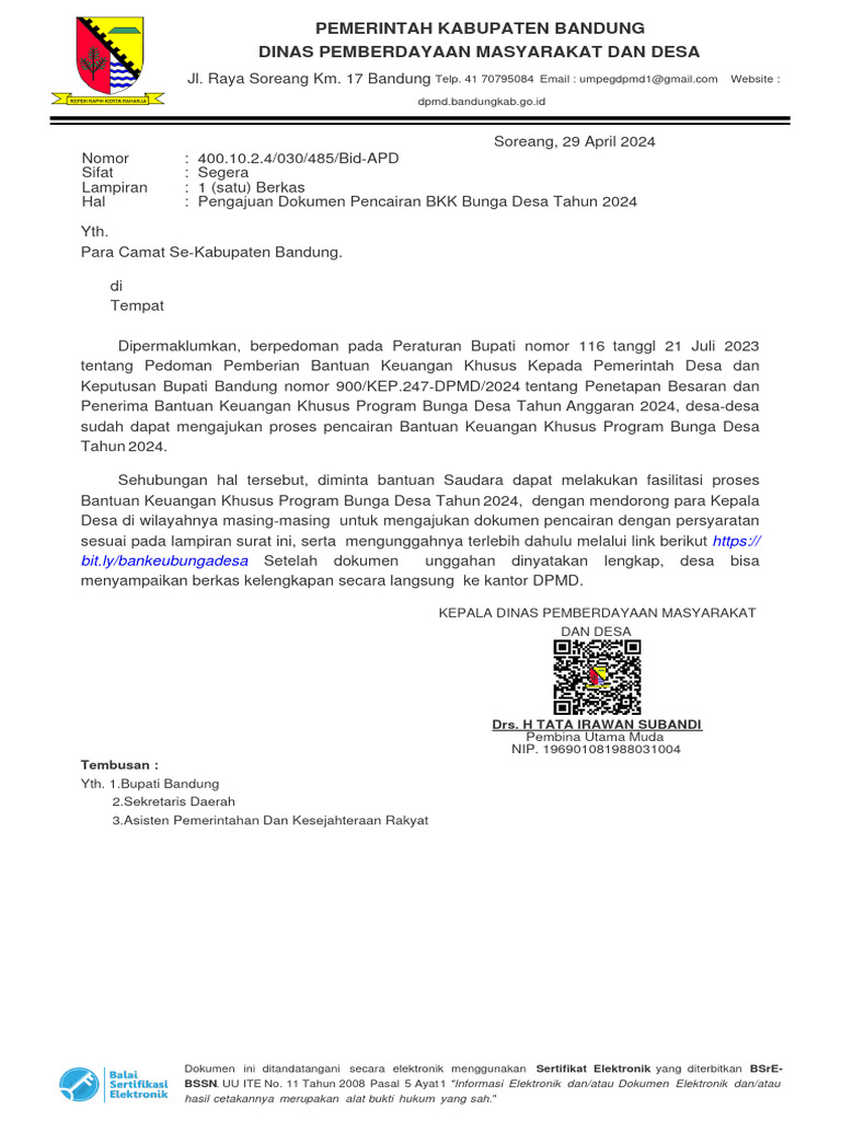 Surat Pengajuan BKK Bunga Desa | PDF