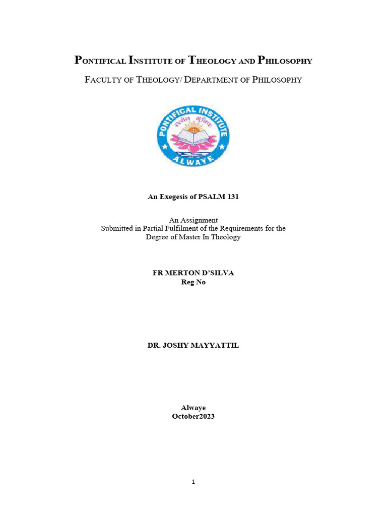 Exegesis Of Psalm 131 PDF Psalms Jesus