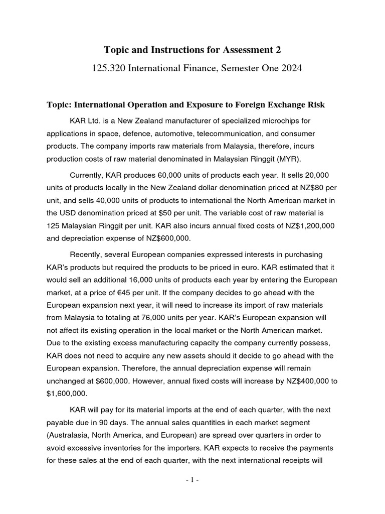 student Assignment S1 2024 | PDF | Hedge (Finance) | Exchange Rate