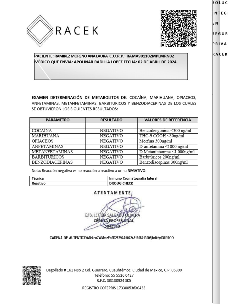 FORMATO TOXI | PDF | Cocaína
