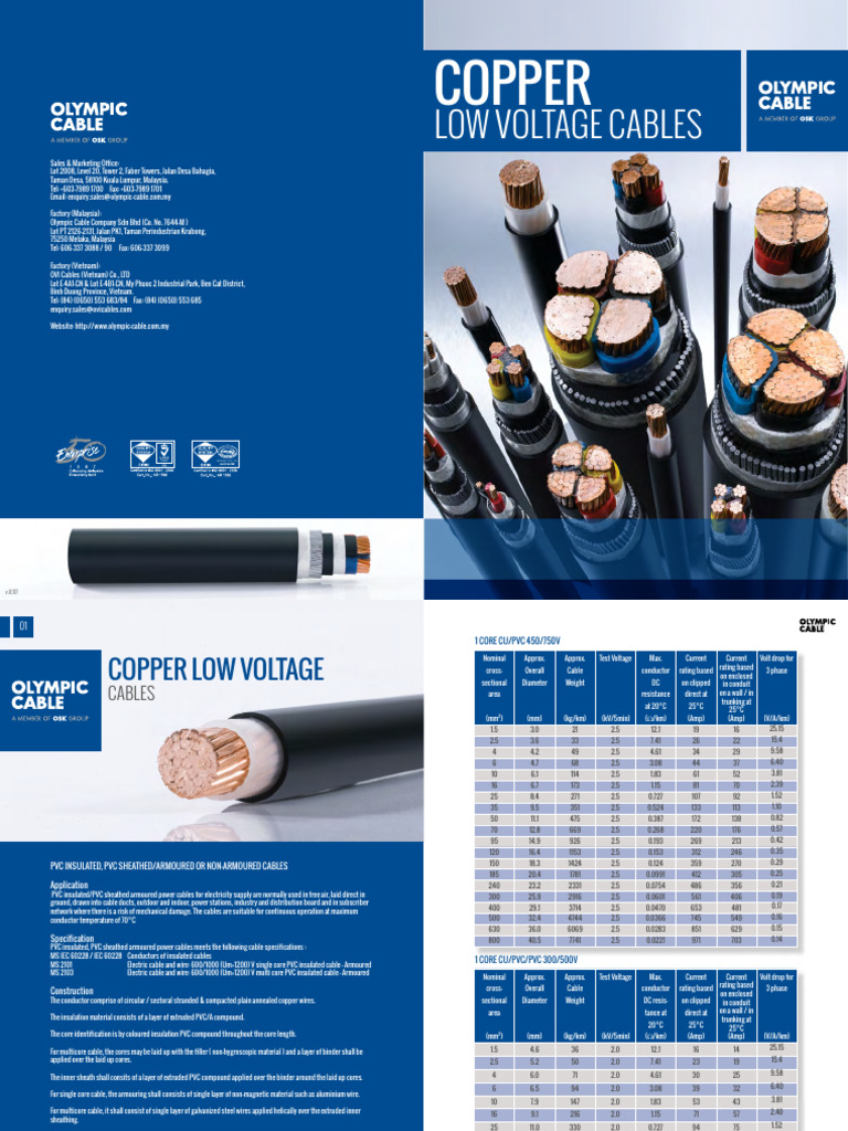Copper Low Voltage Cables Catalogue | PDF | Insulator (Electricity ...