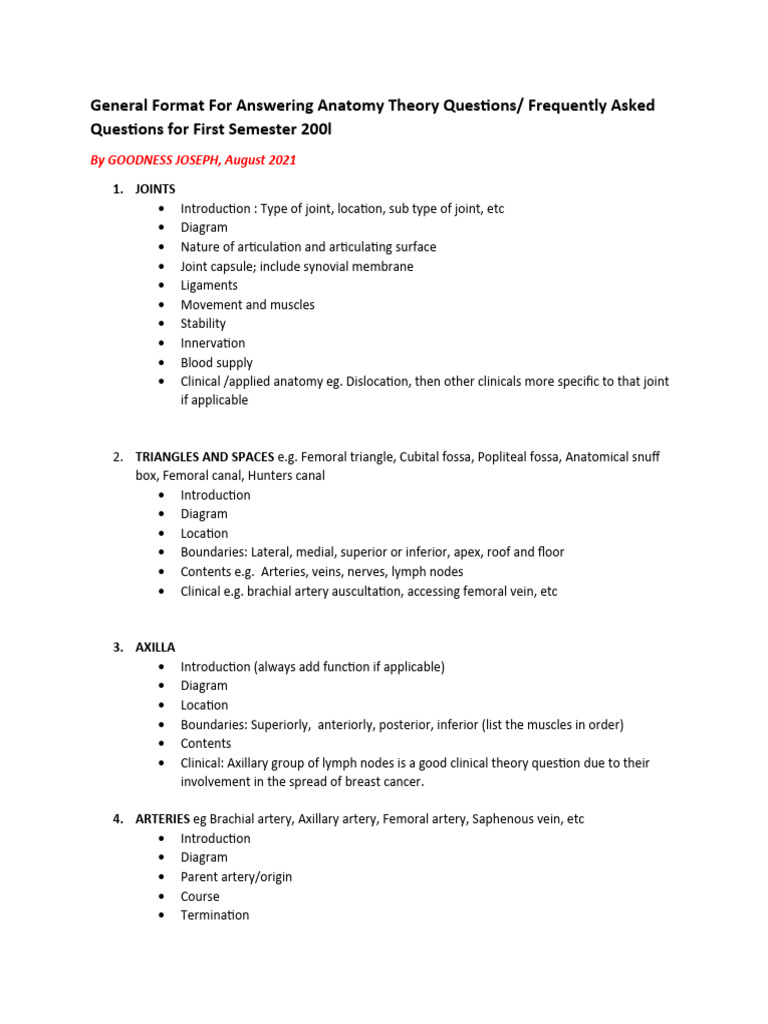 Upper and Lower Limb Arrangement by Goodness Joseph | PDF | Anatomy ...
