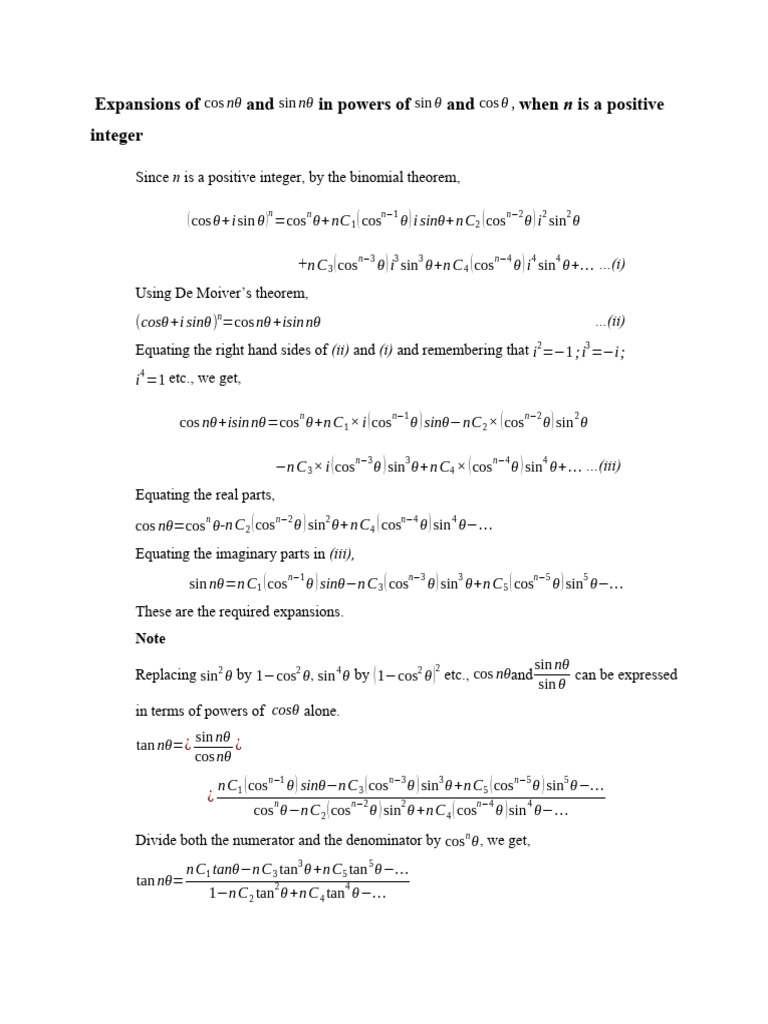 Expansions of Sin and Cos Functions | PDF | Abstract Algebra | Algebra