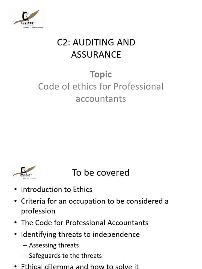 Code Of Ethics For Professional Accountants Handout Pdf