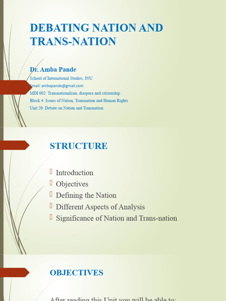 Nation vs. Transnation: Key Debates | PDF | Nation | Ethnicity
