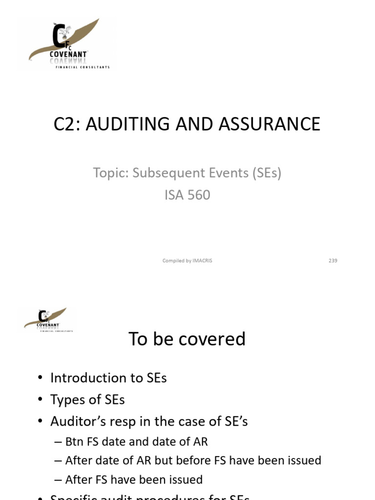 Subsequent Events (SEs) Handout | PDF | Auditor's Report | Audit