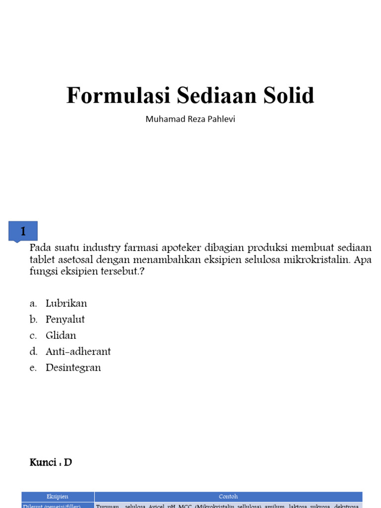 Soal Formulasi Sediaan Solid PPA-30 (Non Kunci) | PDF
