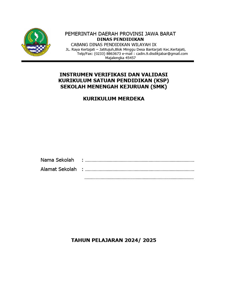 Instrumen Verifikasi KSP SMK - 2024 | PDF | Karier & Perkembangan | Bisnis