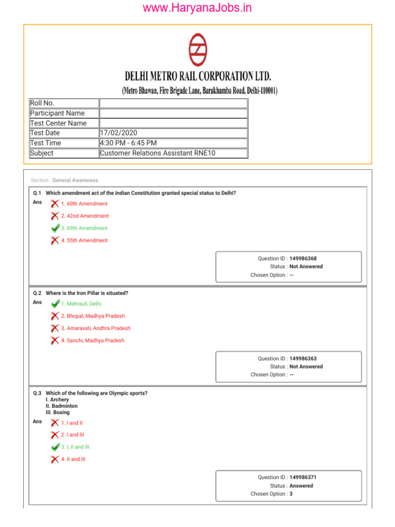 DMRC CRA QuestionPaper | PDF | Water | Aquifer