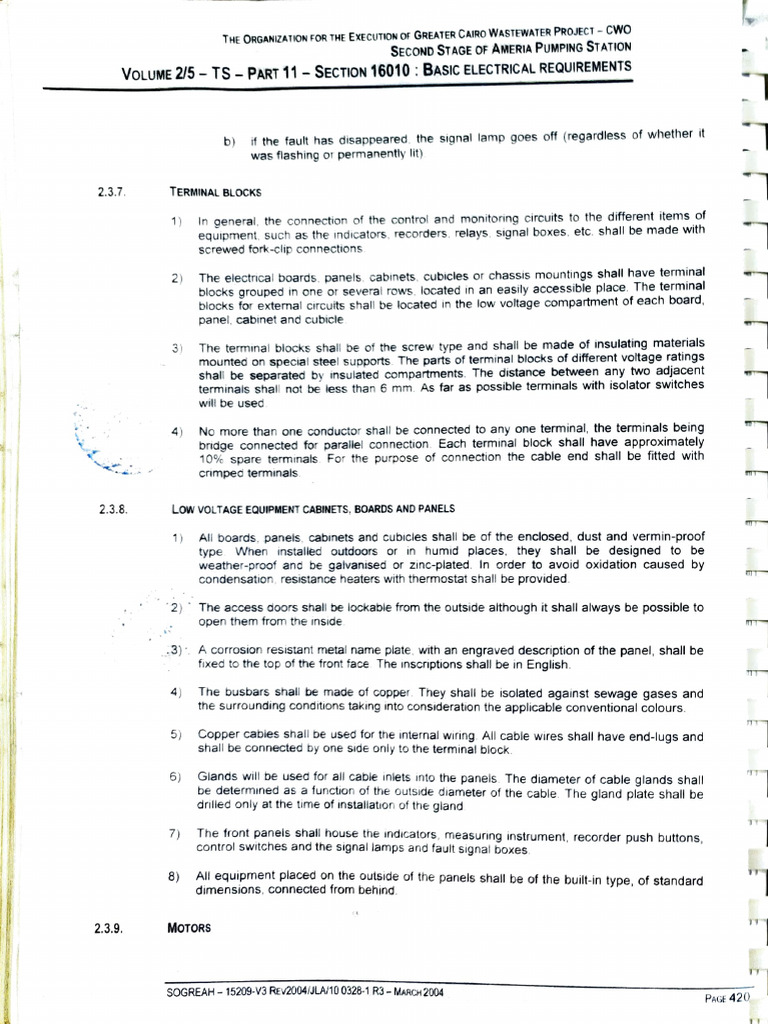 Basic Electrical Requirements for Ameria Pumping Station | PDF | Insulator (Electricity ...
