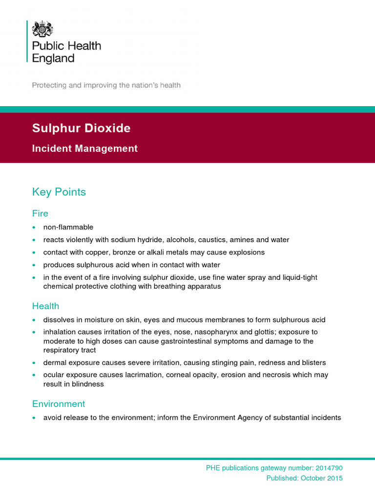 sulphur_dioxide_incident_management | PDF | Sulfur | Toxicity