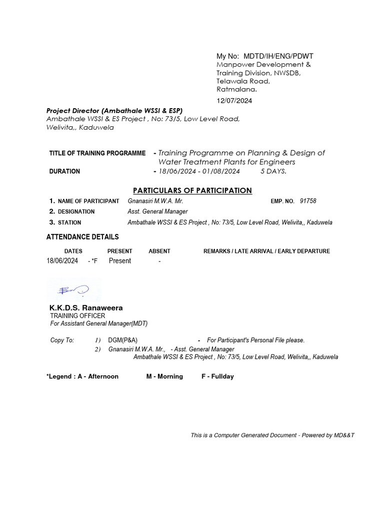 Attendance Sheet - 18.06.2024 | PDF