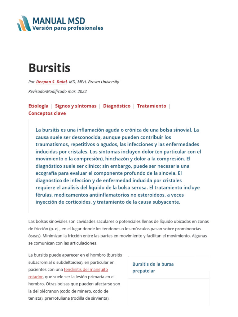 Bursitis Prepatelar: Causas y Tratamiento | PDF | Hombro | Antiinflamatorio