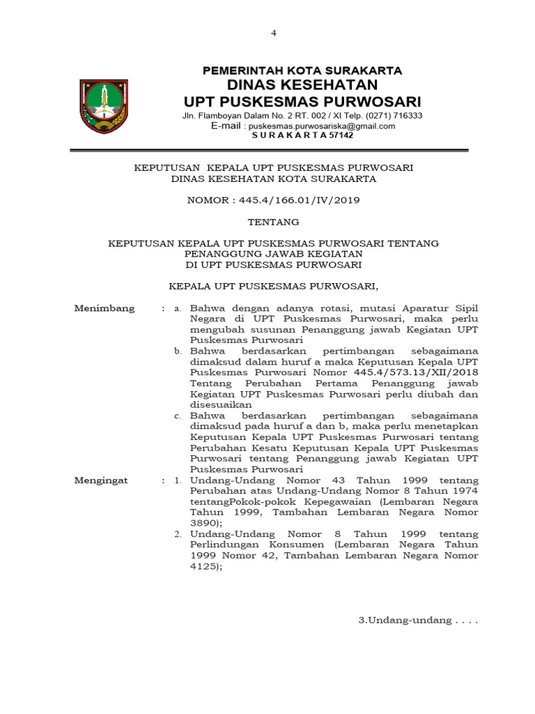 SK Penanggung Jawab Kegiatan Revisi 02 | PDF