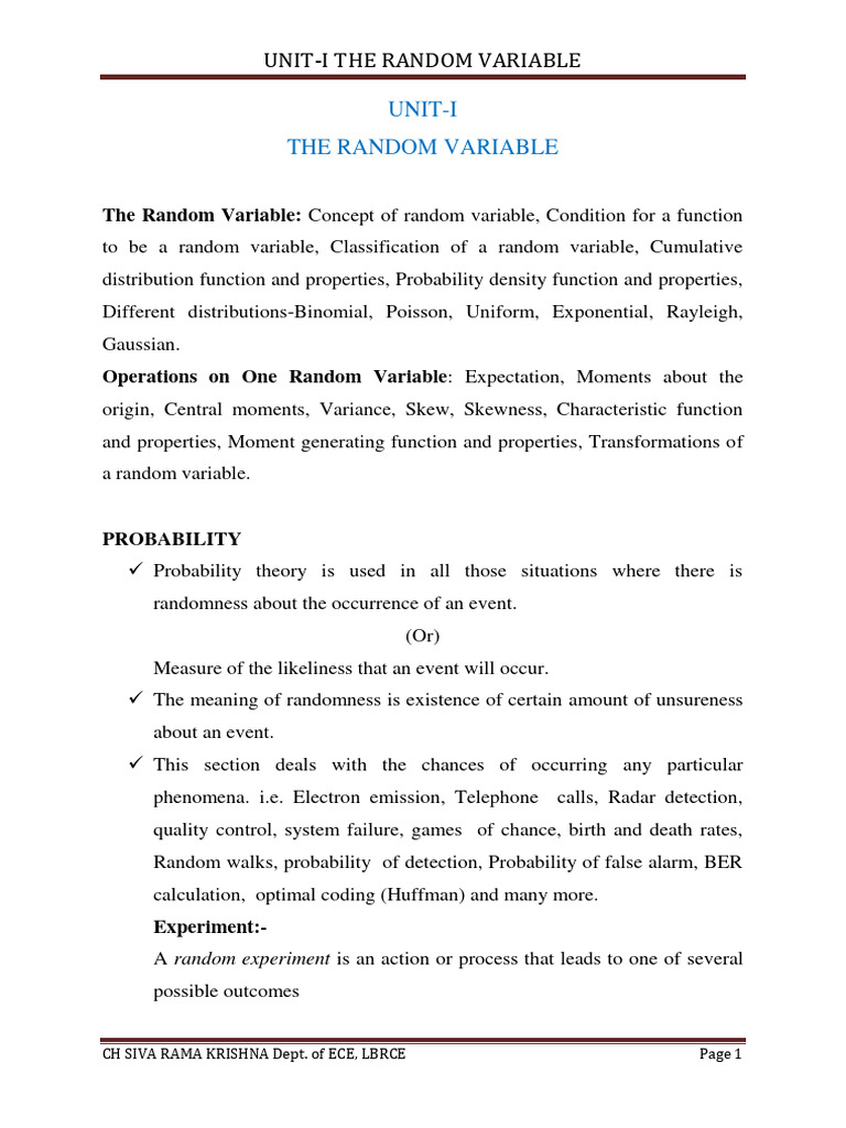 RVSP | PDF | Probability Distribution | Random Variable