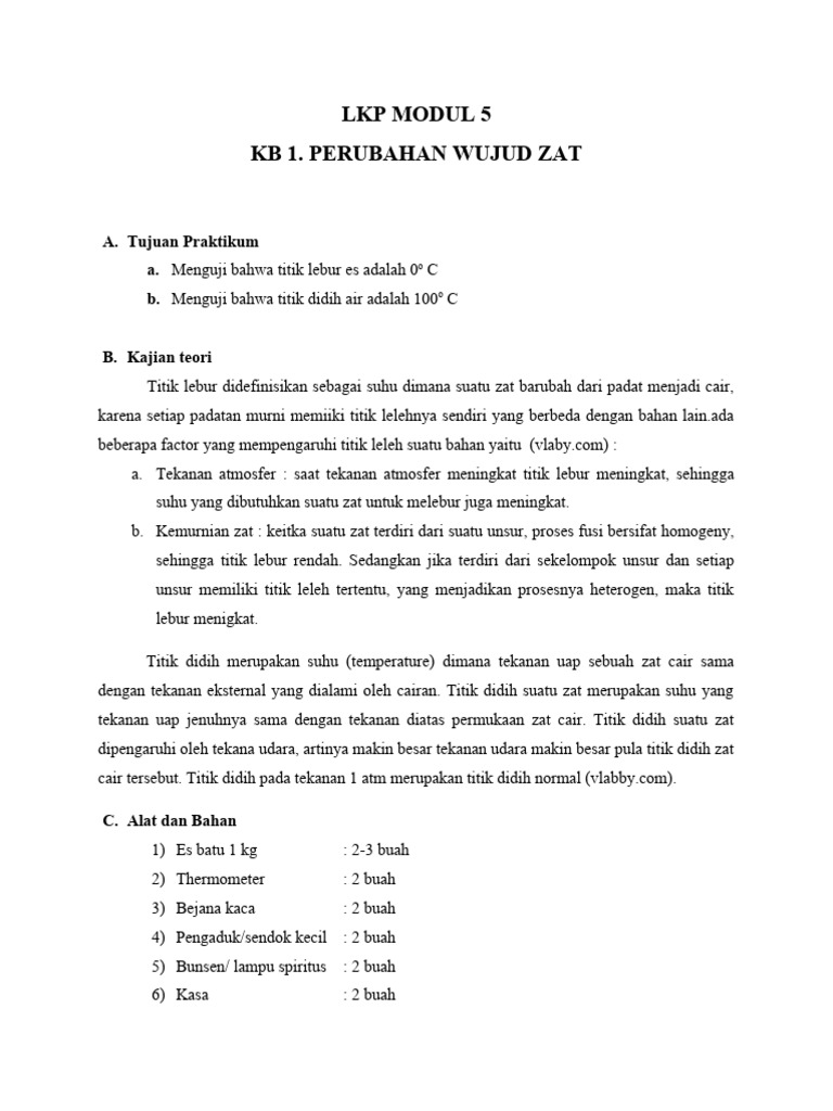 LKP Titik Lebur Es | PDF