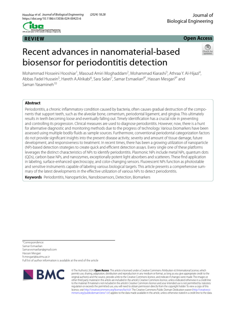 Recent Advances in Nanomaterial-Based Biosensor For Periodontitis ...