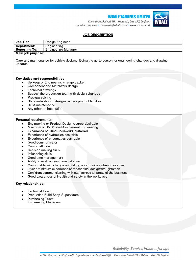 Design Engineer Job Description April 24 | PDF