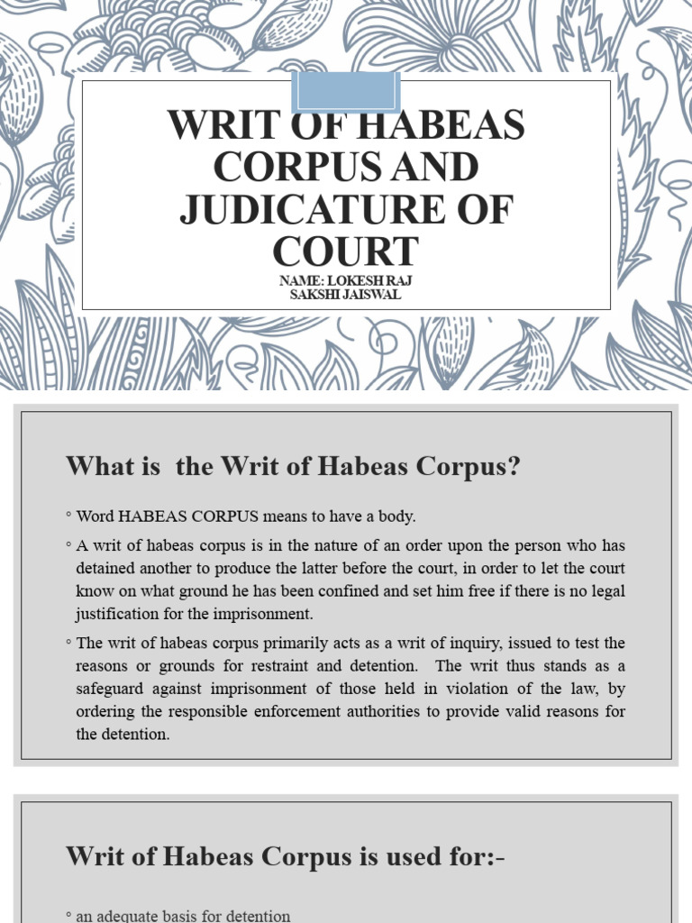 Writ of Habeus Corpus and Judicature of Court | PDF | Habeas Corpus | Writ