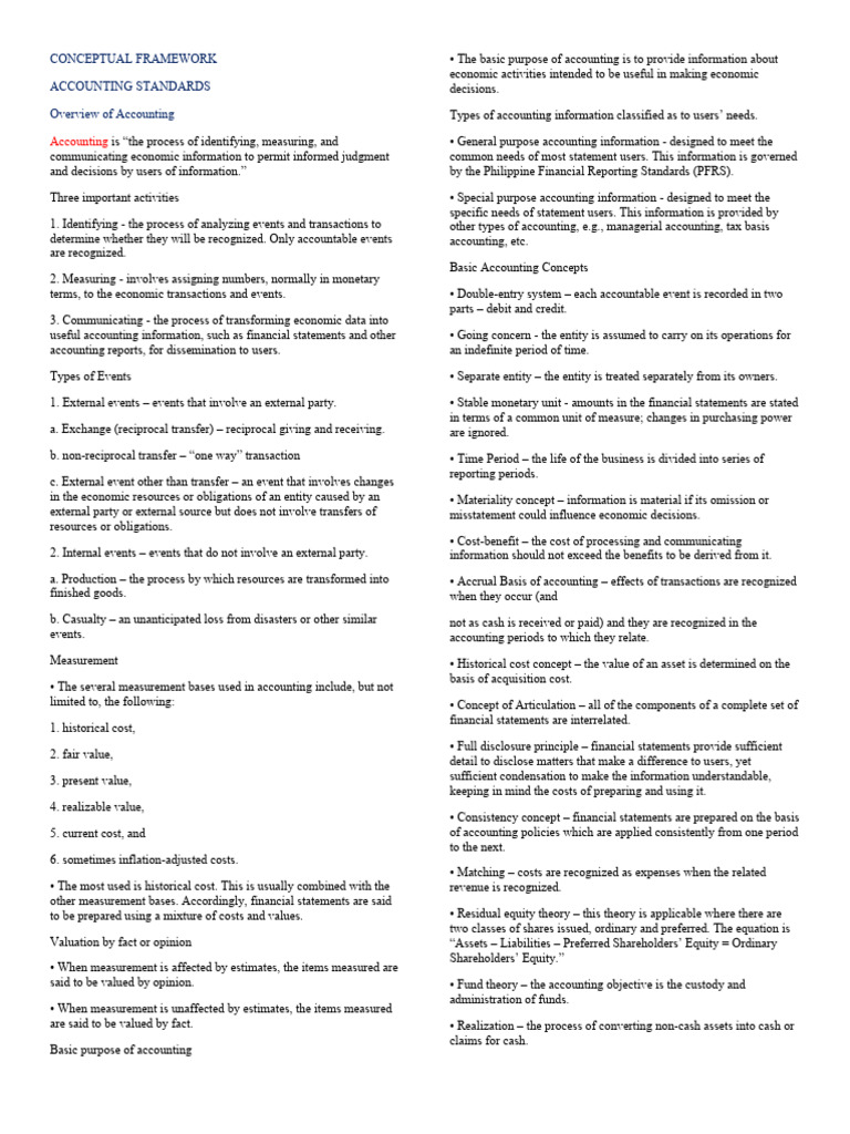 CONCEPTUAL FRAMEWORK Overview | PDF | Accounting | Information