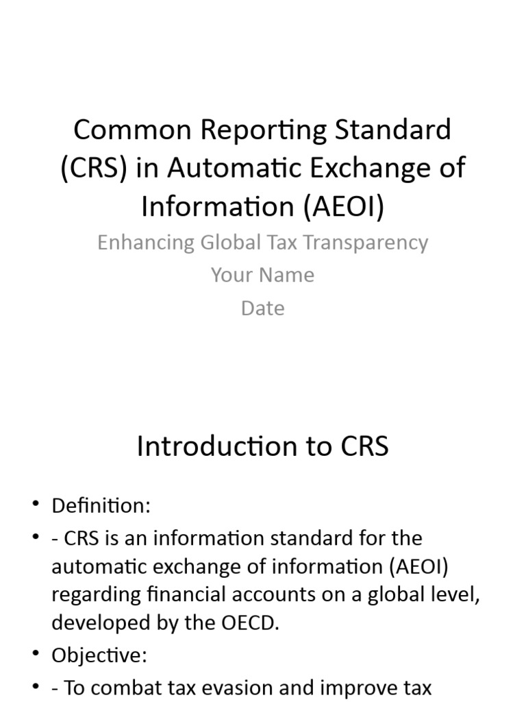 CRS in AEOI Presentation | PDF | Global Forum On Transparency And ...