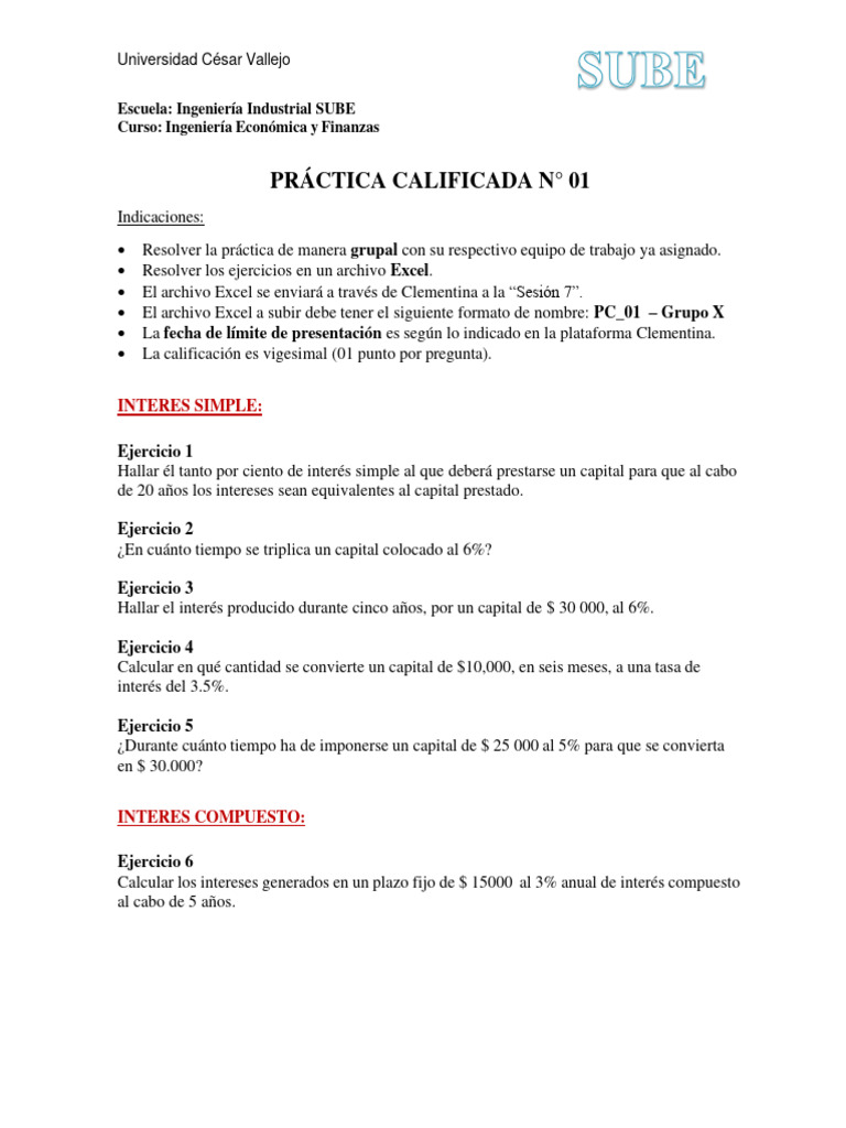 Practica Calificada 1 Grupal | PDF | Interés | Interés compuesto
