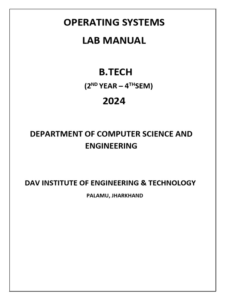 OS Lab Manual for B.Tech CSE | PDF | Engineering | System