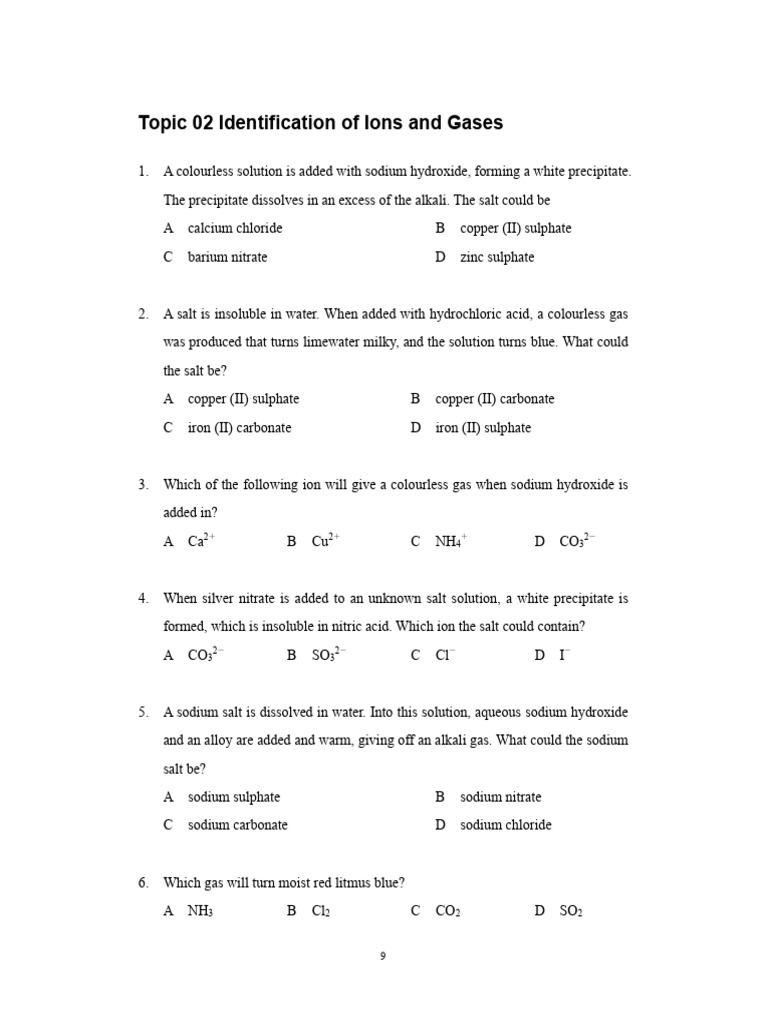 Identification of Ions and Gas Combine | PDF | Precipitation (Chemistry ...