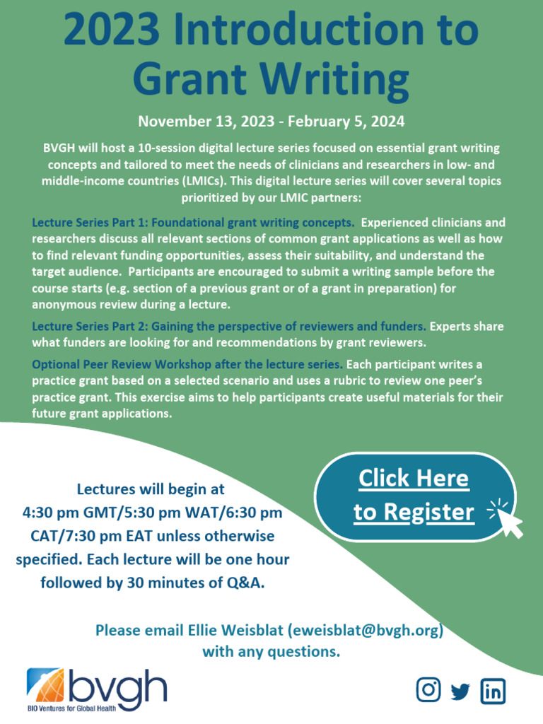Grant Writing Lecture Series 2023 | PDF | Grant Writing | Lecture