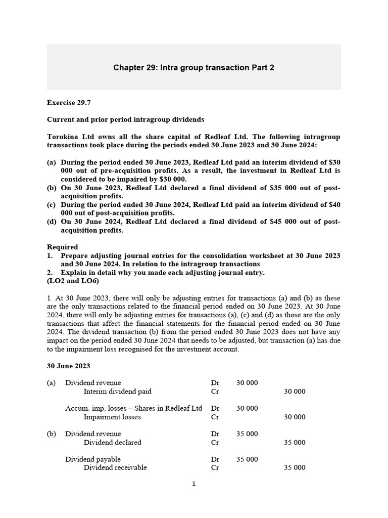Week 6 Tut Intra Group Transaction Tut 29 | PDF | Depreciation | Dividend Week 6 Tut Intra Group Transaction Tut 29 | PDF | Depreciation | Dividend