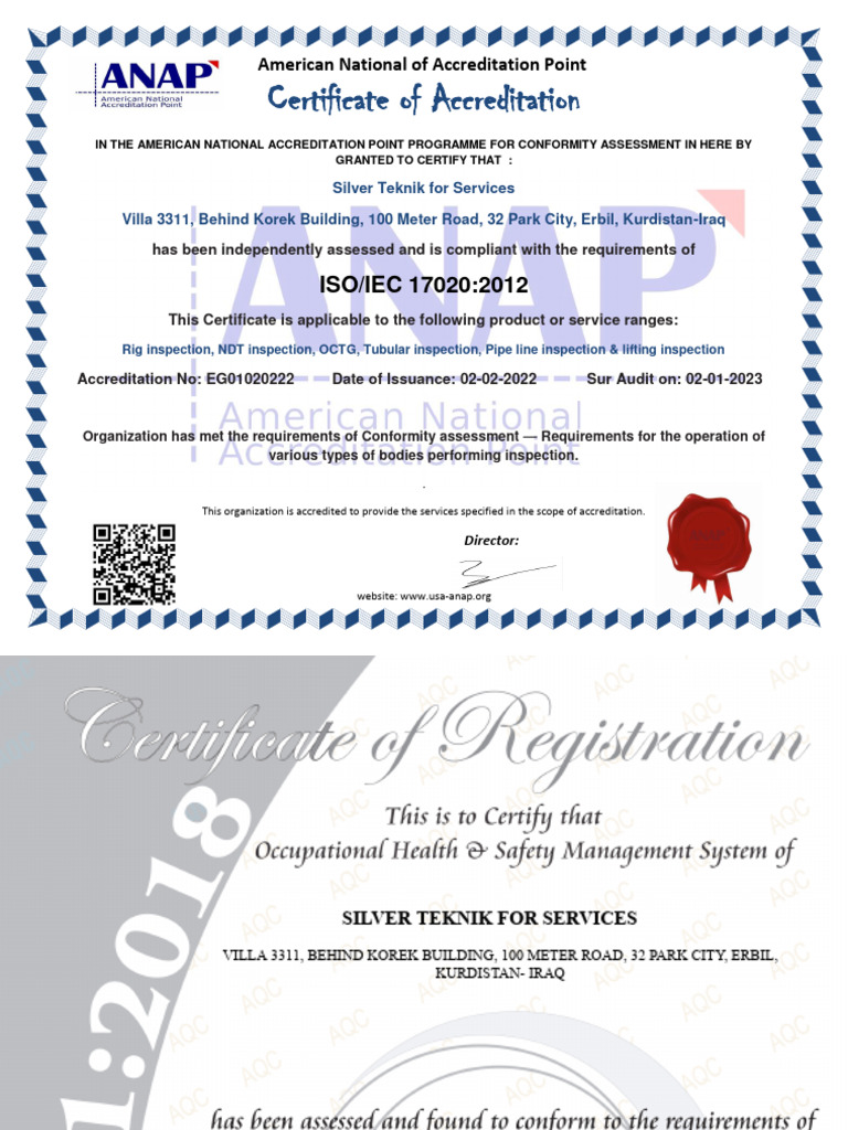 Certificate of Accreditation: ISO/IEC 17020:2012 | PDF