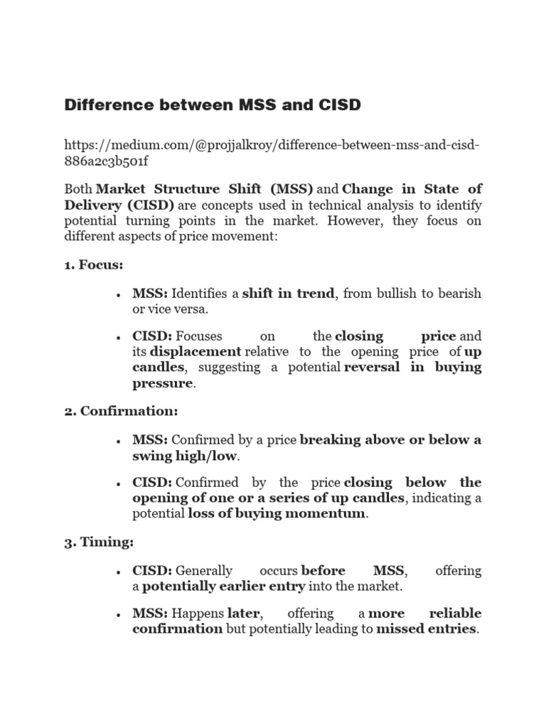 Difference Between MSS and CISD | PDF | Finance & Money Management