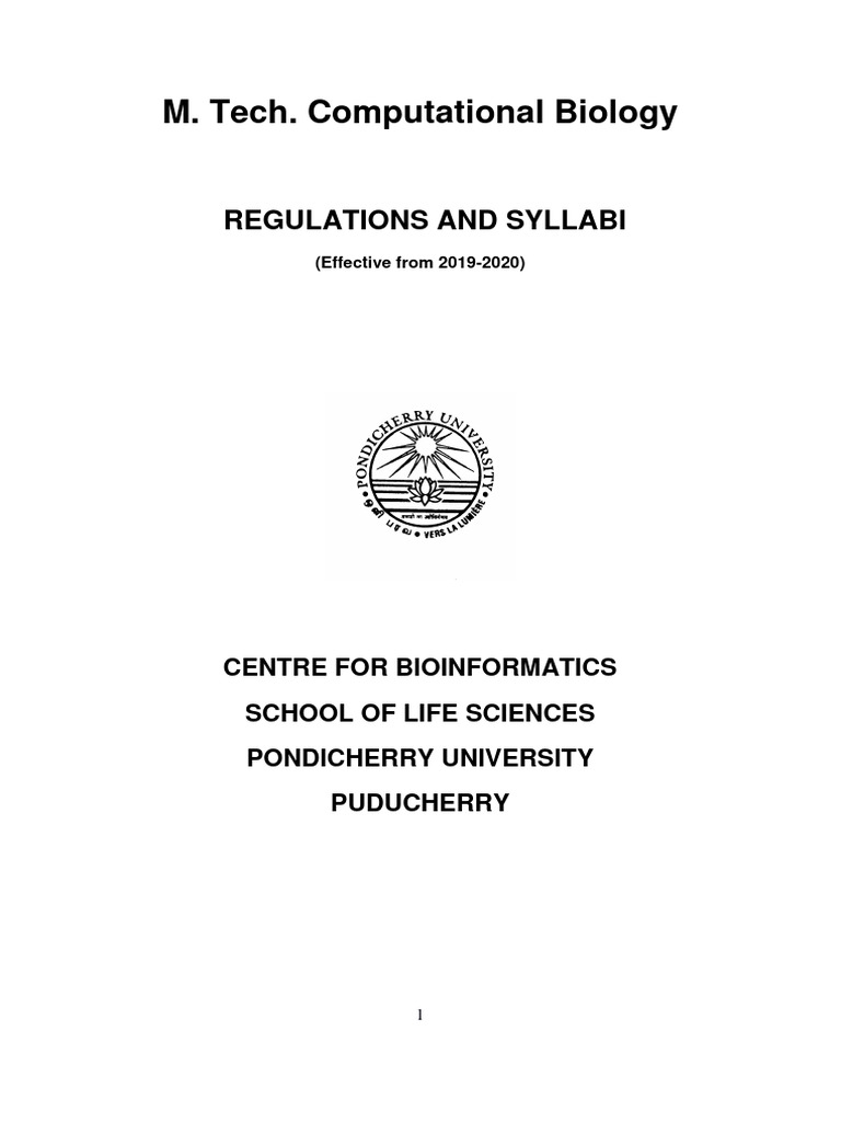 PU Syllabus M.Tech - Computational Biology CY | PDF | Single Nucleotide Polymorphism ...