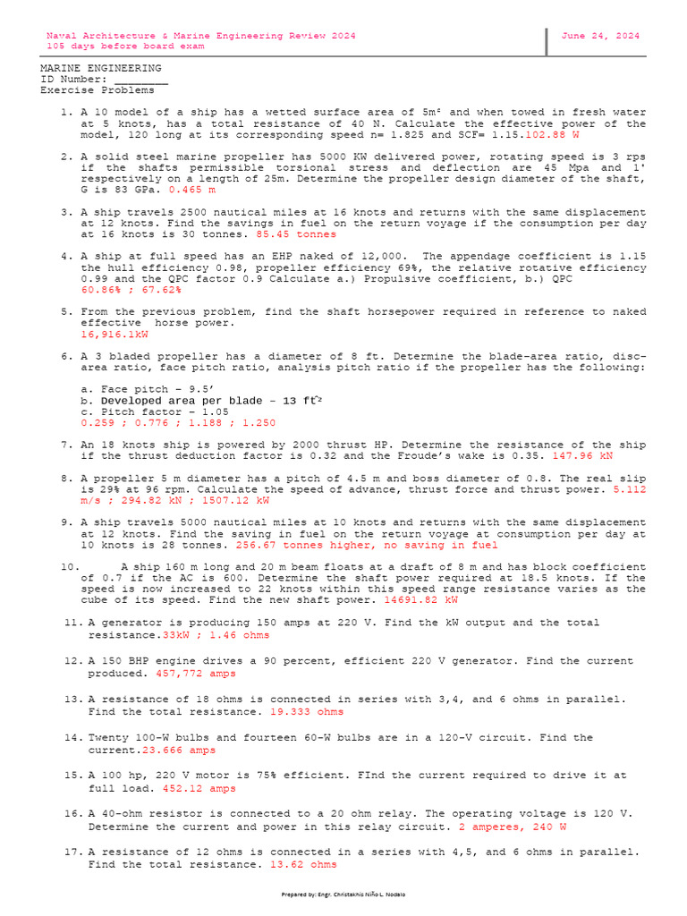Exercise Problems June 24 2024 Pdf Series And Parallel Circuits