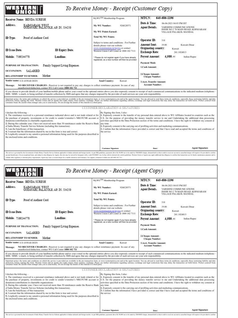 Wu Pos Receipt 32 | PDF | Cheque | Payments