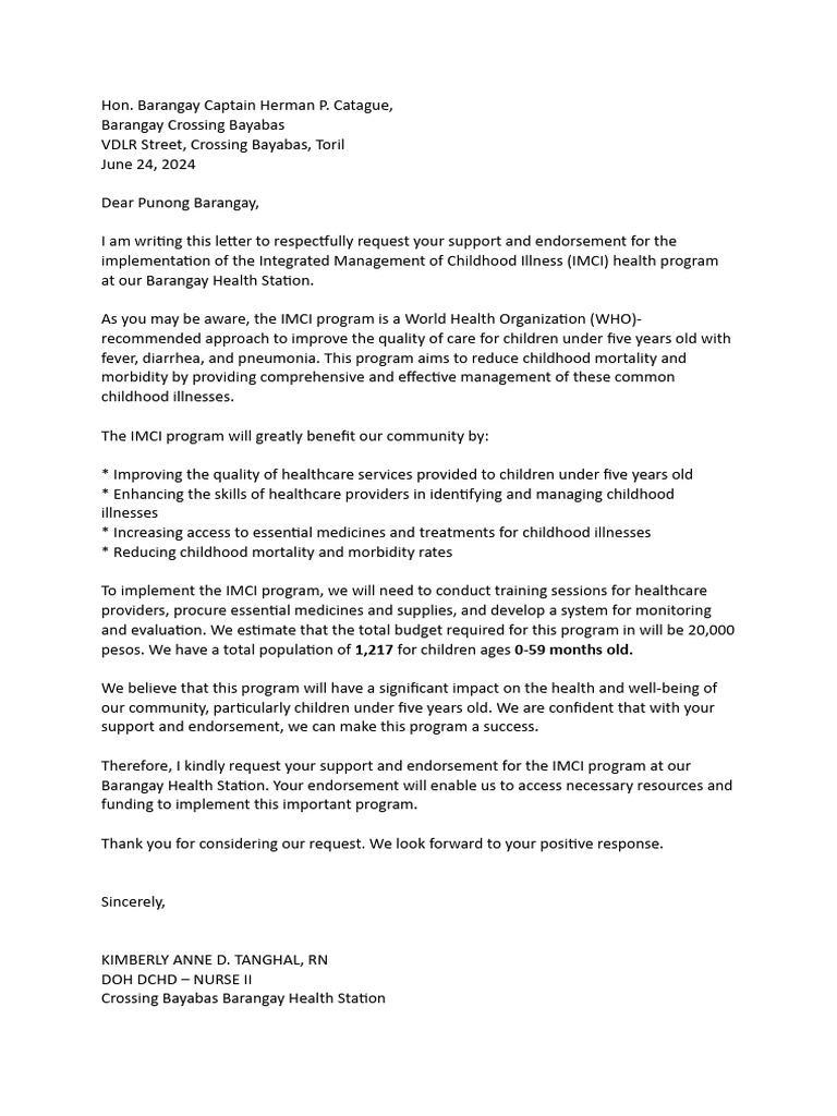 IMCI-Letter-Request | PDF