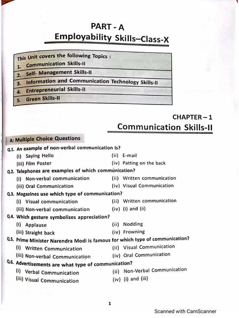 Class 10 Communication Skills MCQ 2023 Sample Questions | PDF