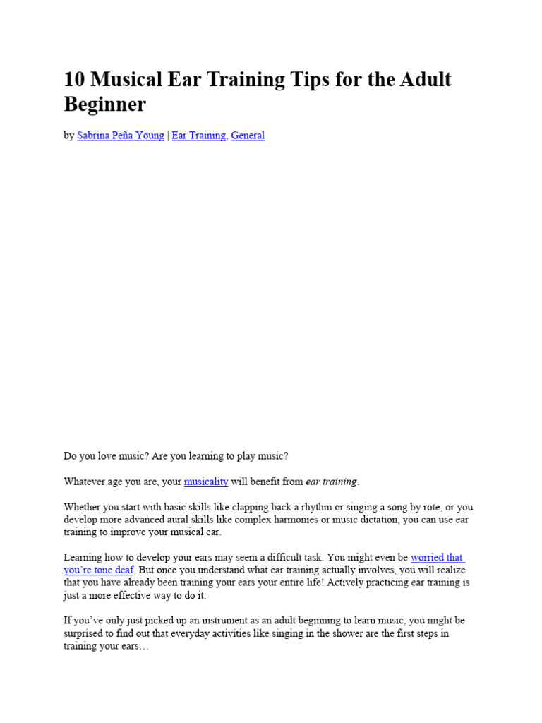 10 Musical Ear Training Tips For The Adult Beginner | PDF | Harmony | Hearing