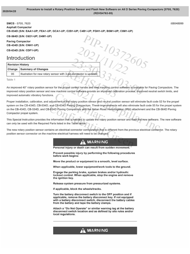 Procedure To Install A Rotary Position Sensor and Flash New Software On ...