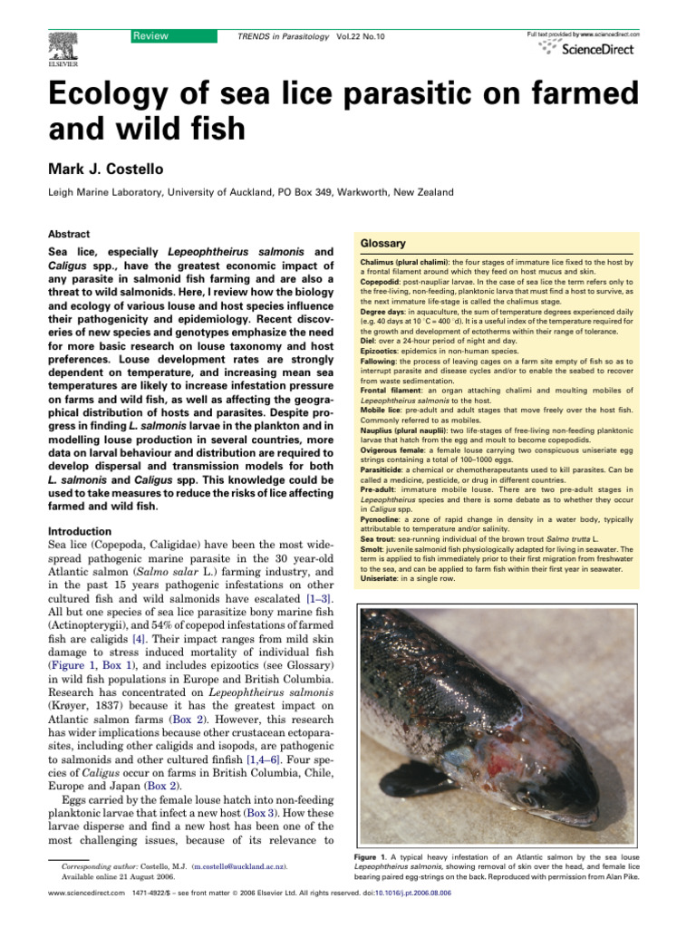 Sea Lice Ecology and Impact on Fish | PDF