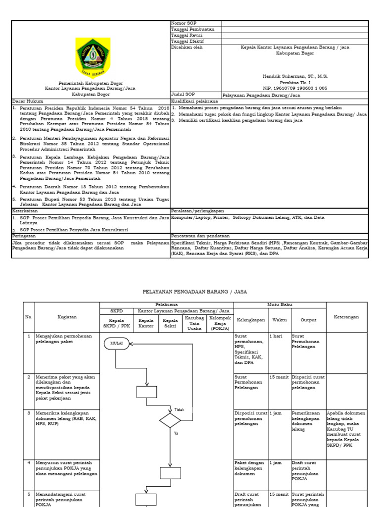 Sop Pelayanan Pengadaan Barang Dan Jasa Pdf