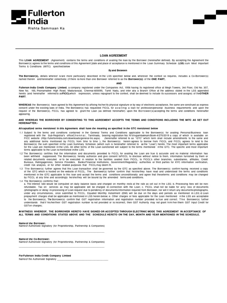 Simplified Loan Agreement For PLBL Eng Version XI | PDF | Interest | Loans