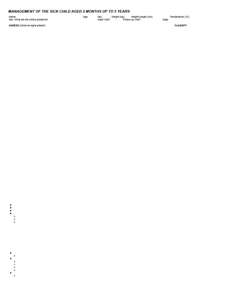 Imci Form | PDF | Breastfeeding | Edema