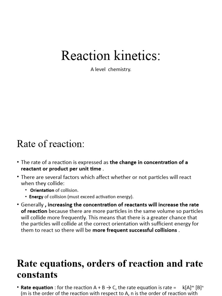 Reaction Kinetics | PDF | Reaction Rate | Physical Quantities Reaction Kinetics | PDF | Reaction Rate | Physical Quantities