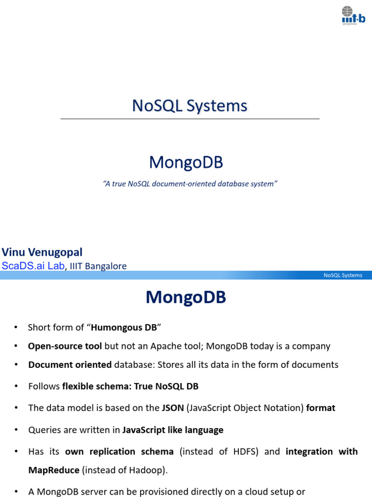Nosql 24 Mongo P1 Pdf Replication Computing No Sql
