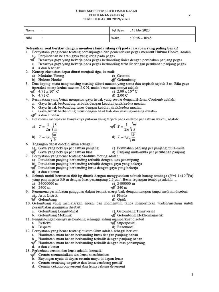 UAS FD Kehutanan-A2 ALVIN (M011191026) Jawaban | PDF | Metode & Bahan ...