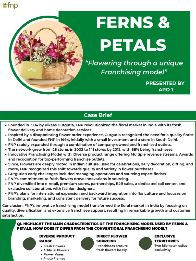 Ferns&Petals Case study | PDF | Franchising | Floristry