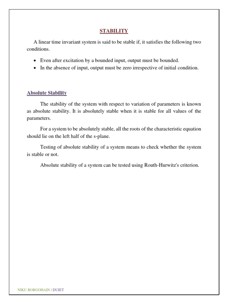Stability and RH Criteria | PDF | Control Theory | Laplace Transform